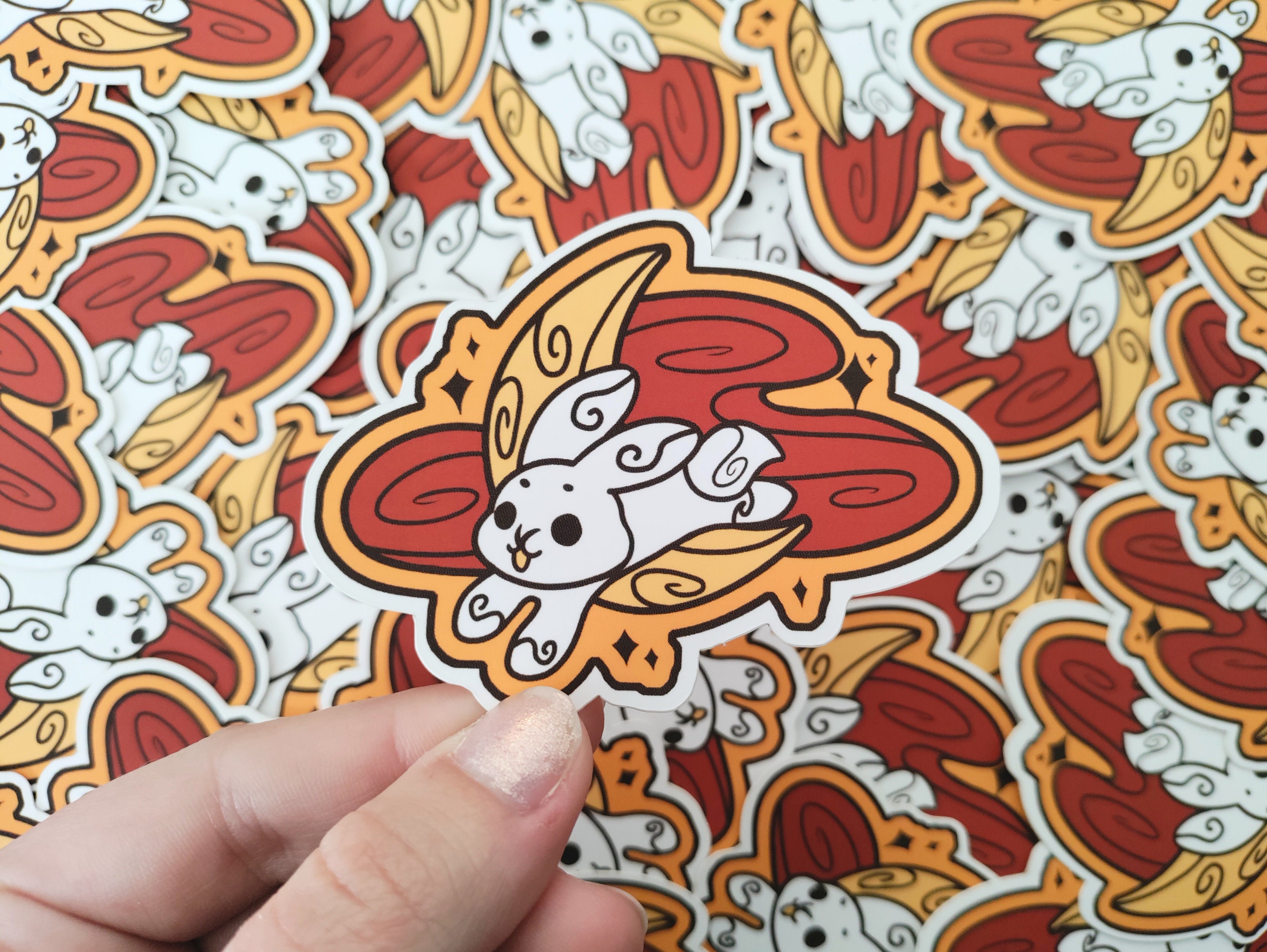 Matte Sticker Rabbit Lunar New Year Decal Kawaii - Etsy