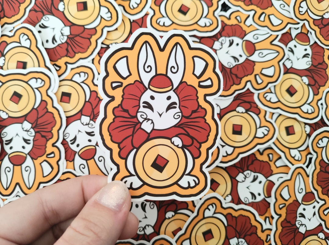 Matte Sticker - Rabbit - Lunar New Year - Decal - Kawaii - Cute - Vinyl ...