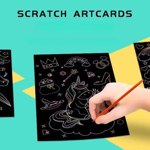 Magic Rainbow Color Scratch Art Painting Paper Card Kit Cartoon ...