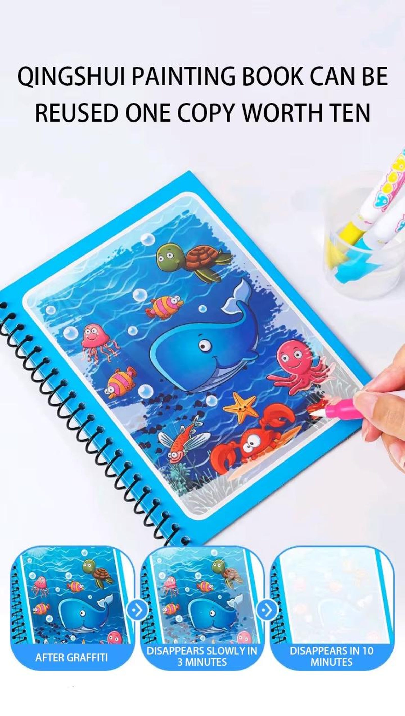 Magical Book Water Drawing Montessori Toys Reusable Coloring Book Magic ...