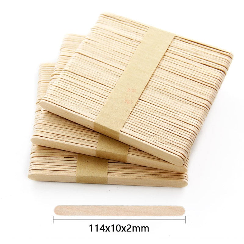 50pcs Colorful Wooden Popsicle Sticks Natural Wood Hand Crafts Art Ice ...