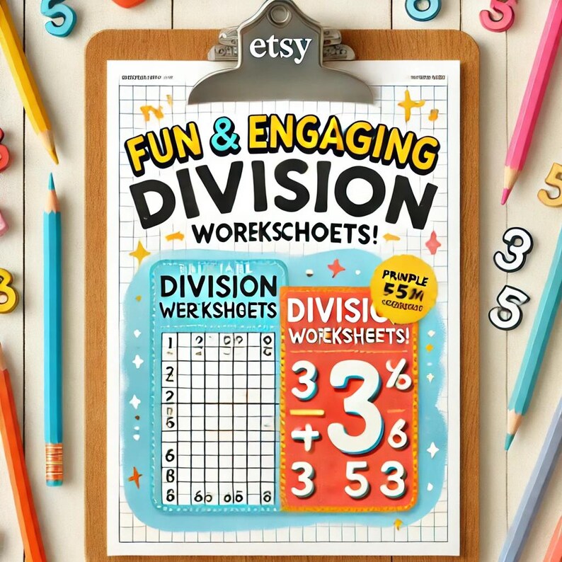 20 Printable Fill-in-the-blanks Division Worksheets for Kindergarten to 2nd Grade Math. - Etsy