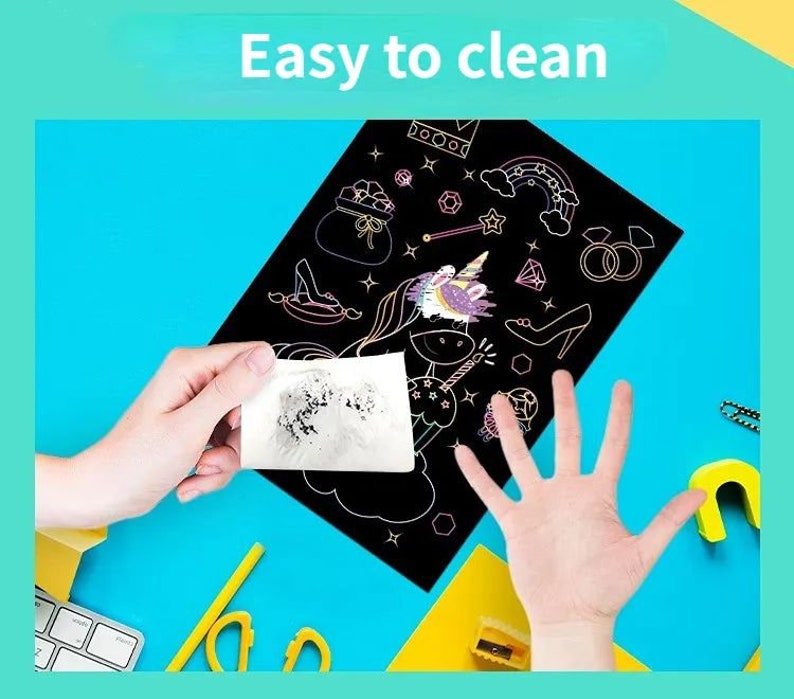Magic Rainbow Color Scratch Art Painting Paper Card Kit Cartoon ...