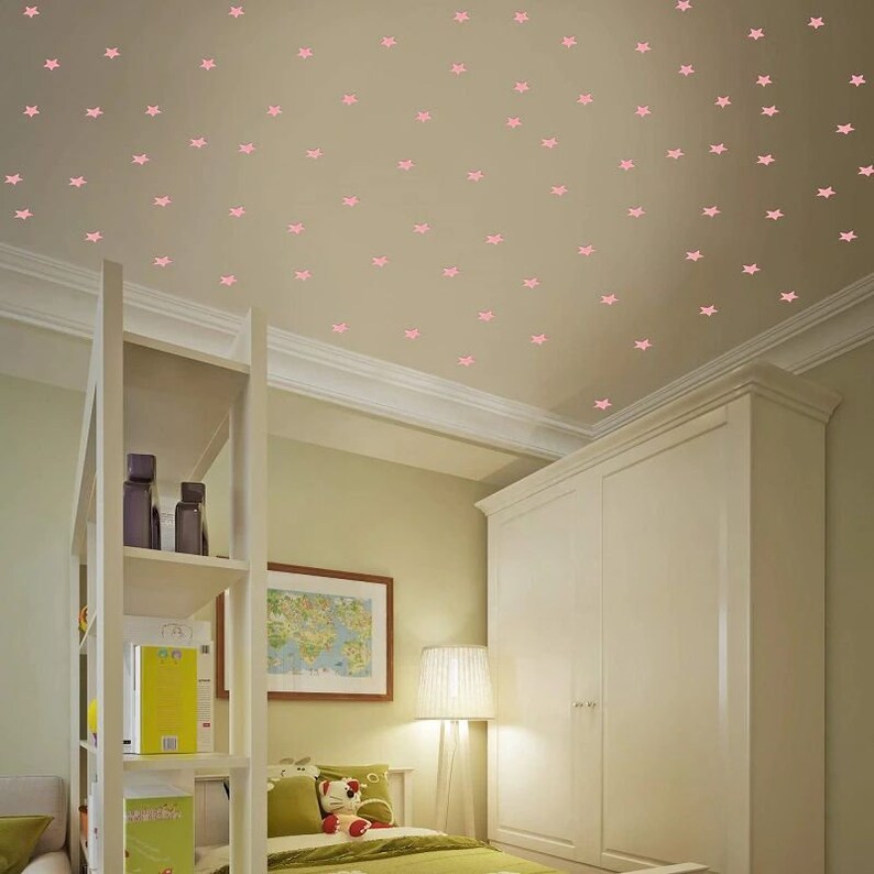 Luminous 3D Stars Glow in the Dark Wall Stickers for Kids Baby Rooms ...