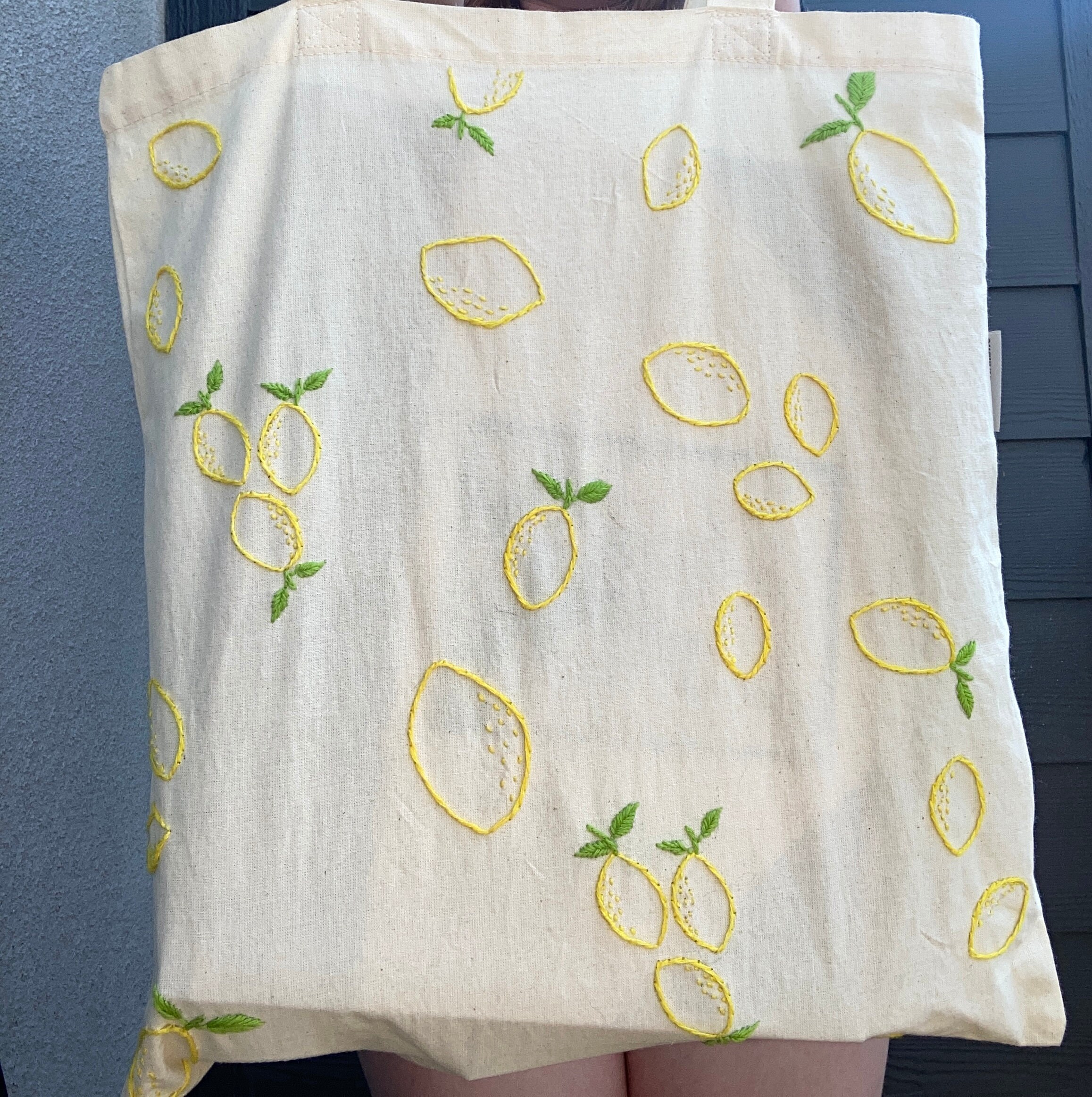 Lemon Embroidered Tote Bag - Etsy