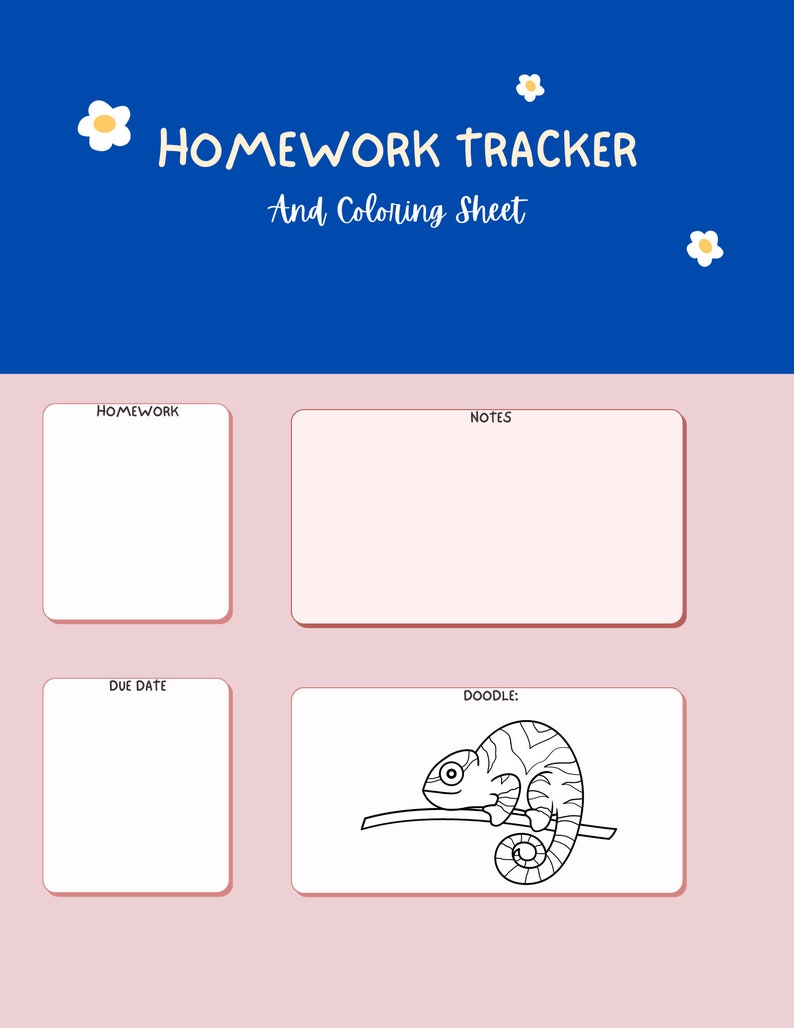 Kid's Homework & Animal Coloring Sheet, Printable School Homework ...