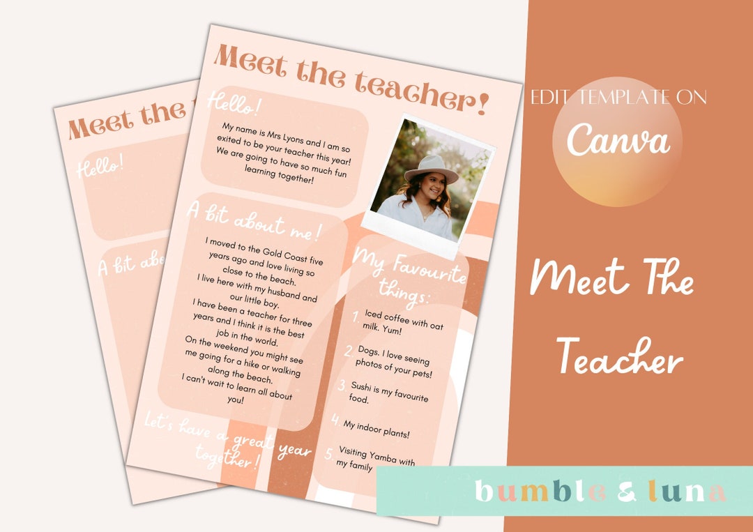 Meet the Teacher | Aesthetic Blush Rainbow | Editable | Canvas | PNG - Etsy
