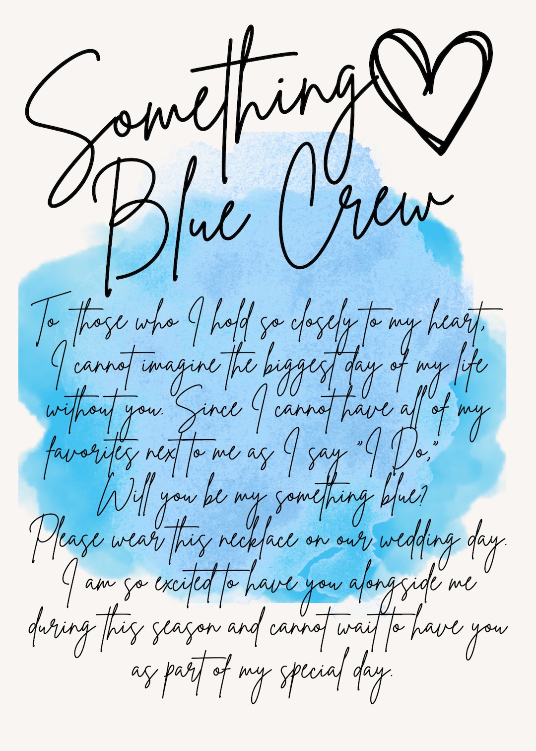 Something Blue Crew, Blue Crew Poem (necklace) - Etsy