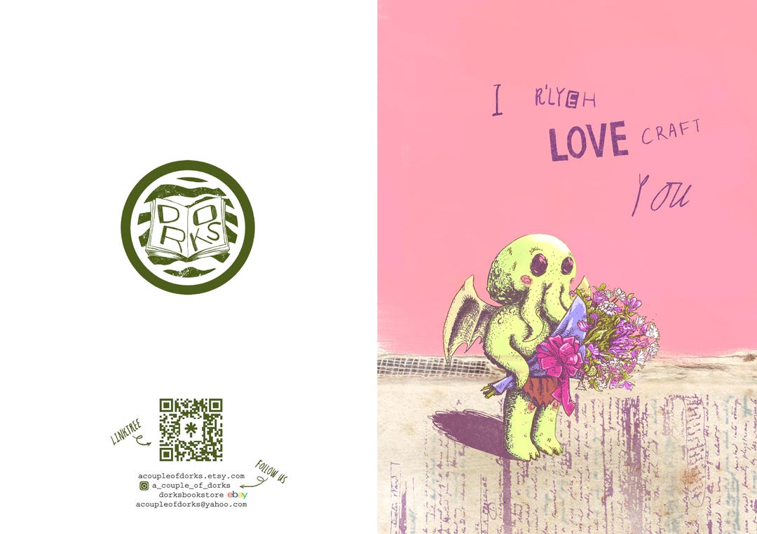 Lovecraft Greetings Card, Cute Cthulhu "i R'lyeh Lovecraft You ...