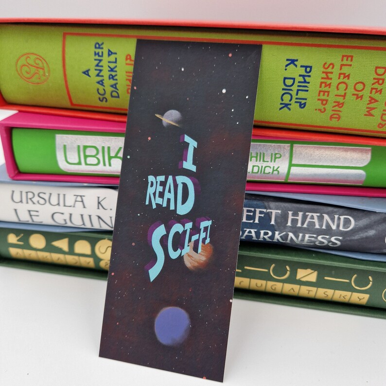 Illustrated Bookmark, Sci-fi Bookmarks, "i Read Sci-fi" 2-sided ...