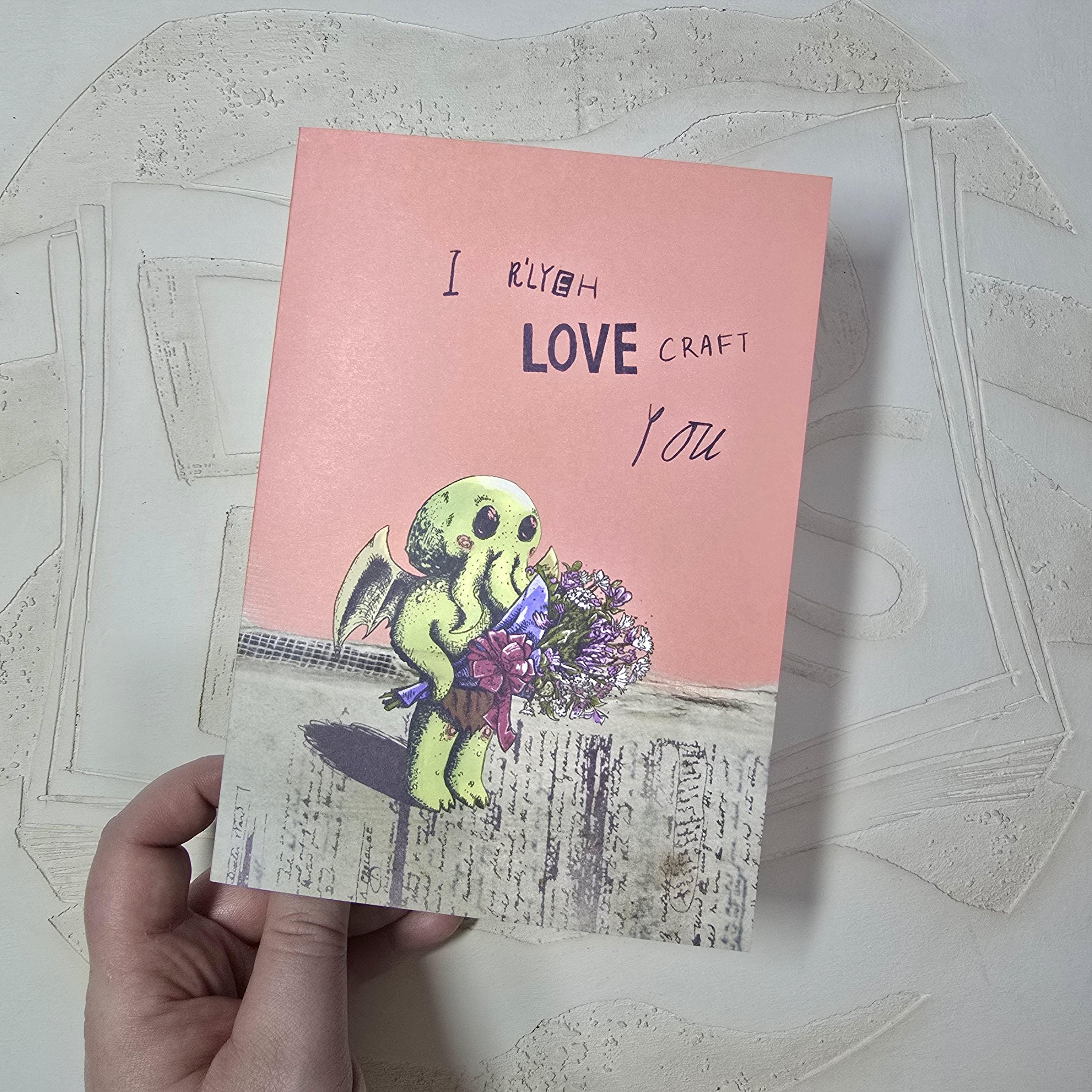Lovecraft Greetings Card, Cute Cthulhu "i R'lyeh Lovecraft You ...