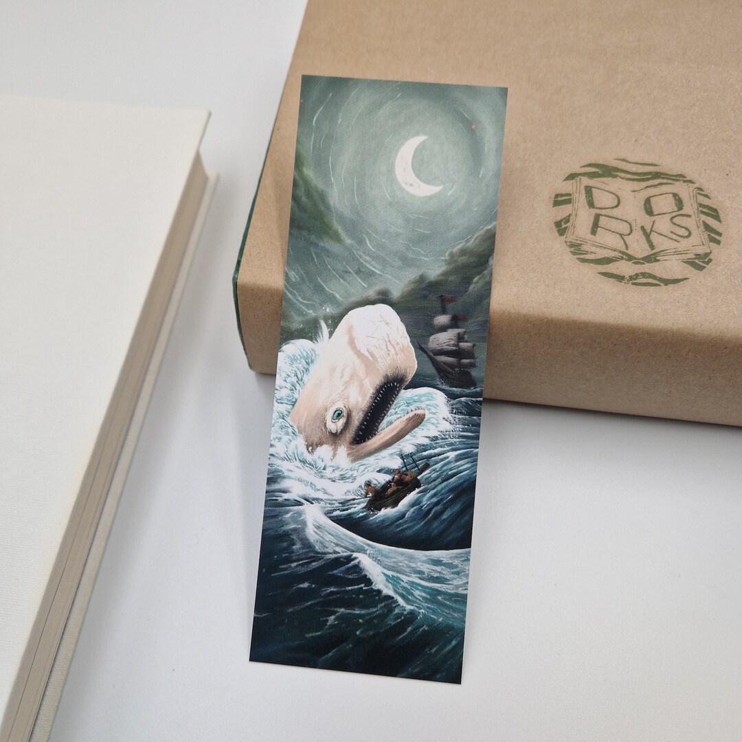 Moby Dick Illustrated Bookmark Premium Unique 2 Sided Design