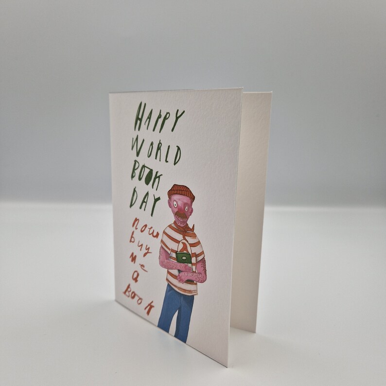World Book Day Card, Bookish Greetings Cards, Cute Literary Illustrated ...