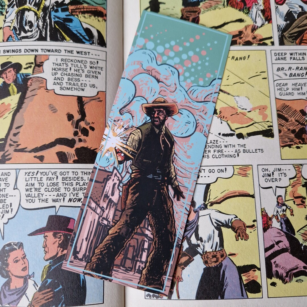 Pulp Western Bookmark Cowboy Bookmarks 2-sided Illustrated - Etsy