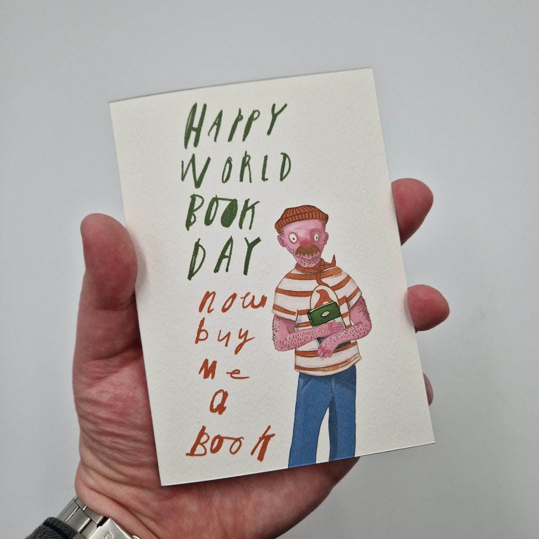 World Book Day Card, Bookish Greetings Cards, Cute Literary Illustrated ...