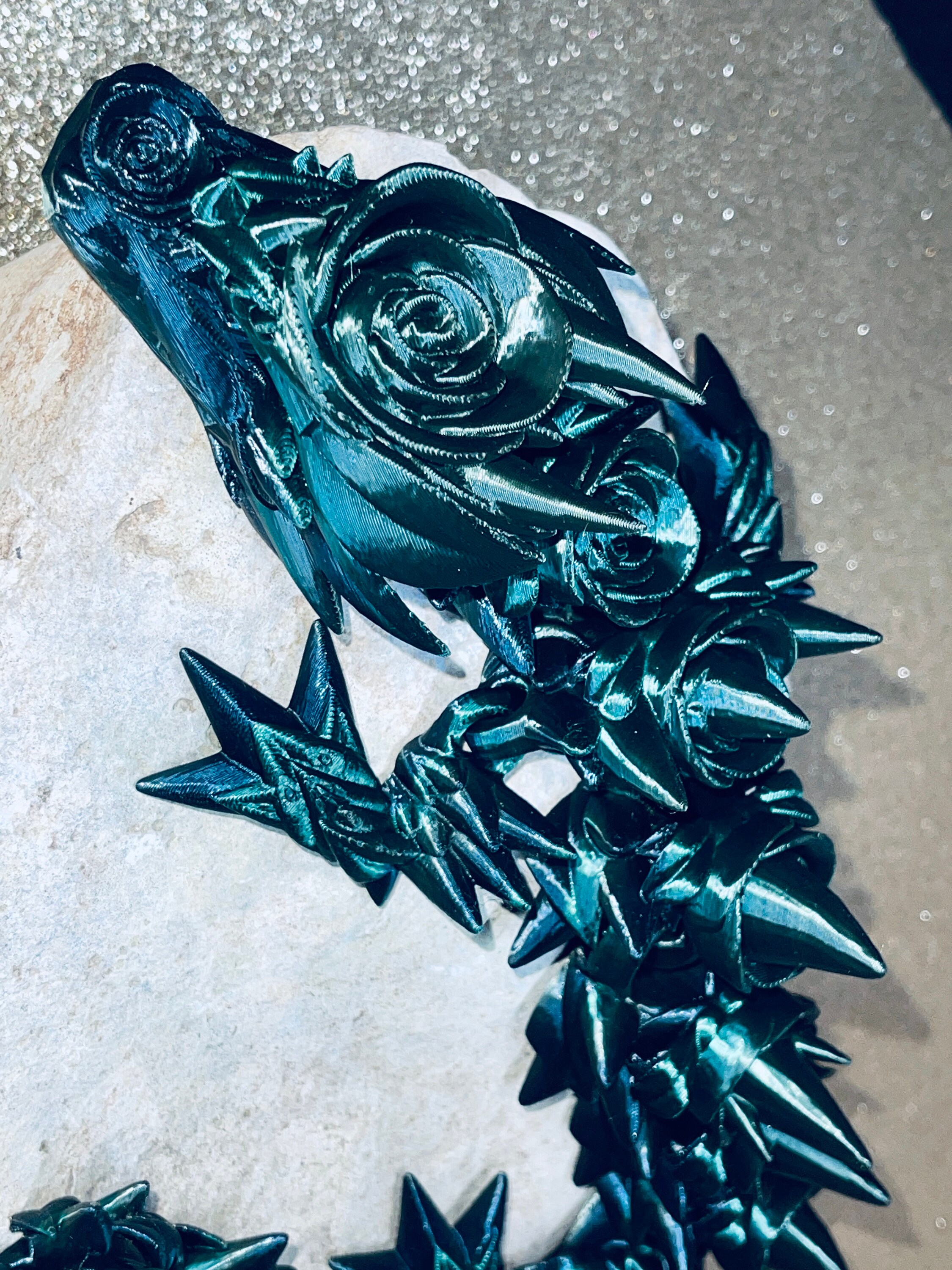 Long Rose Dragon, Articulated 3D Printed Dragon, Flexible 3D Dragon ...
