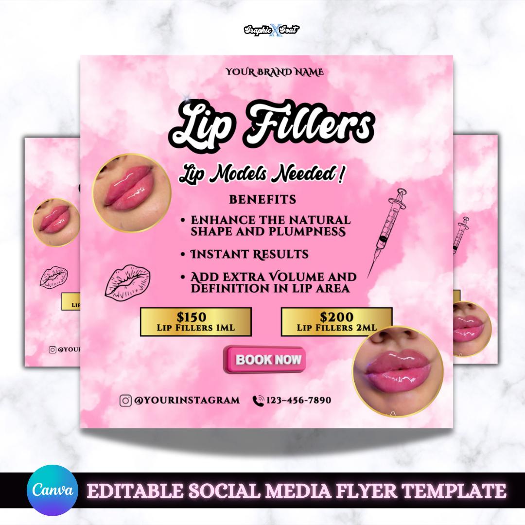 Lip Fillers Flyer Template, Botox Fillers Instagram Post, Templates Lip ...