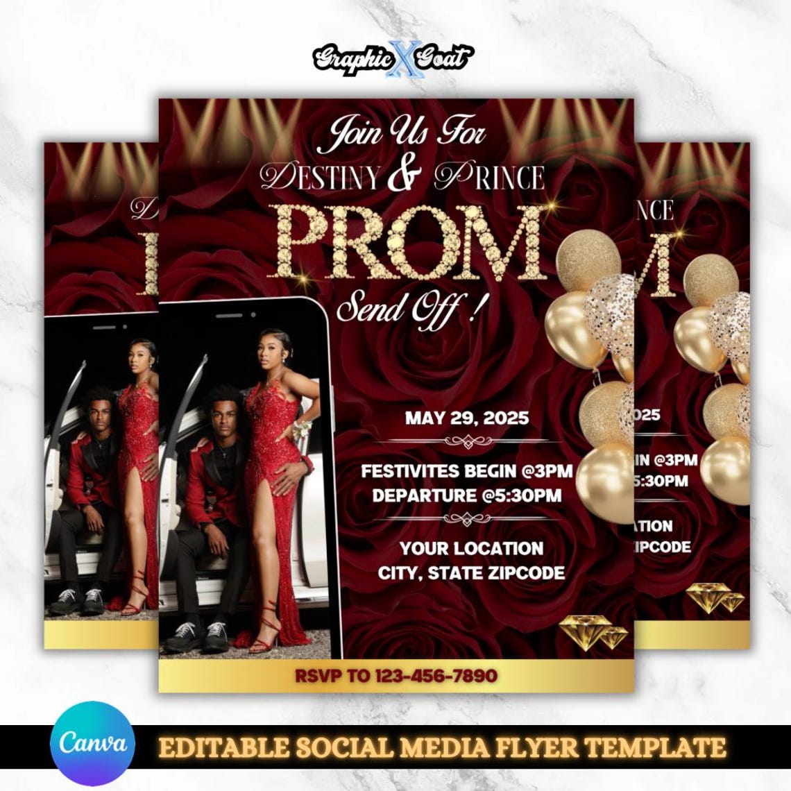 Prom Send off Invitation Template, Prom Send off Flyer, Homecoming ...