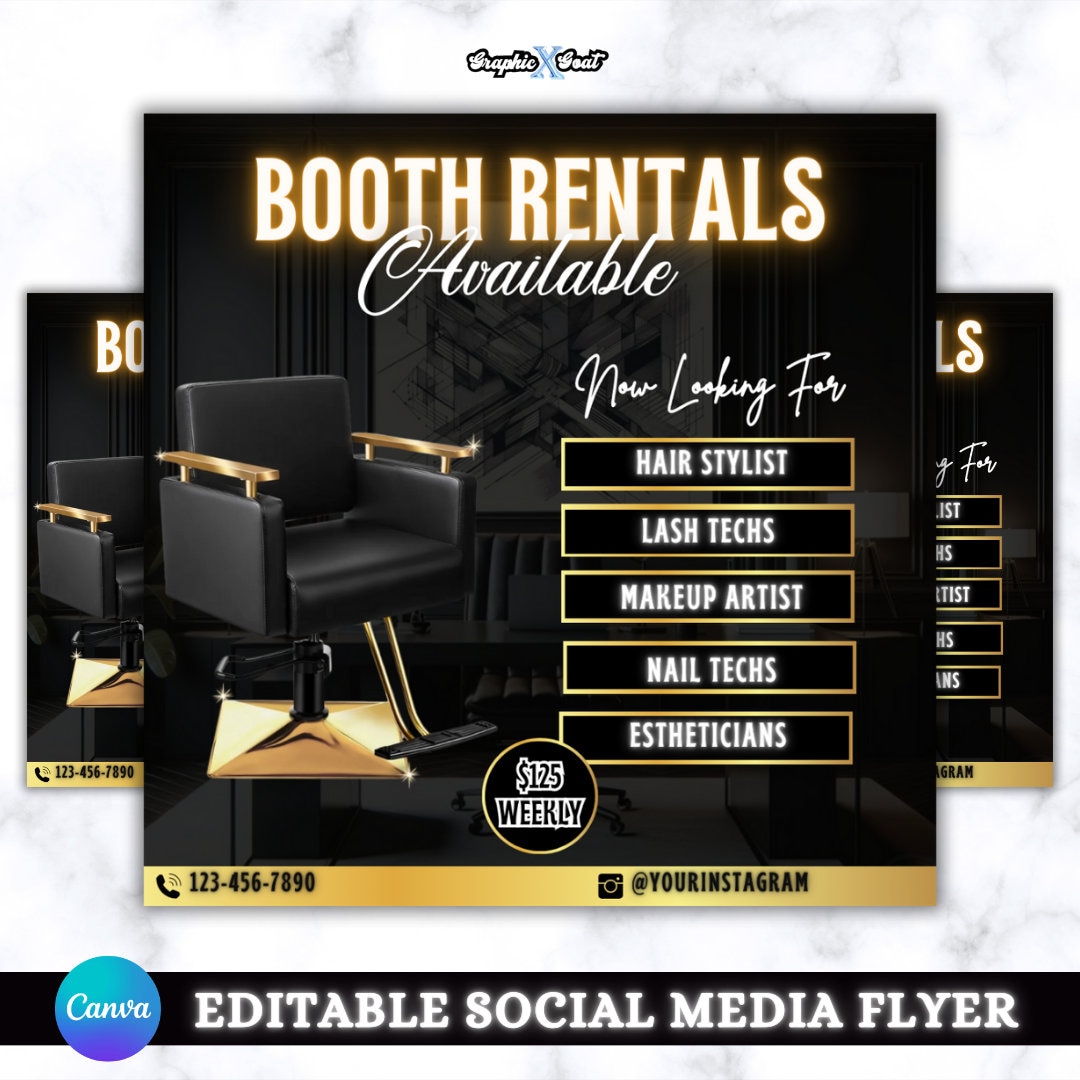 Booth Rental Flyer, Salon Suite Flyer, Rental Flyer, Social Media Flyer ...