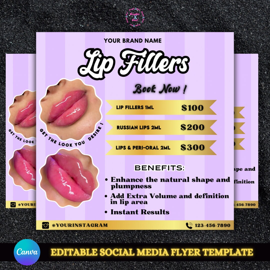 Lip Fillers Flyer Template, Botox Fillers Instagram Post, Templates Lip ...