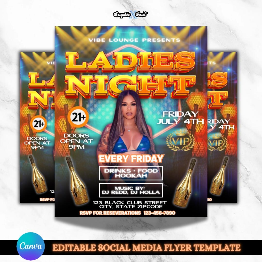 Ladies Night Club Flyer Template, Ladies Night Event Flyer, Party Flyer ...