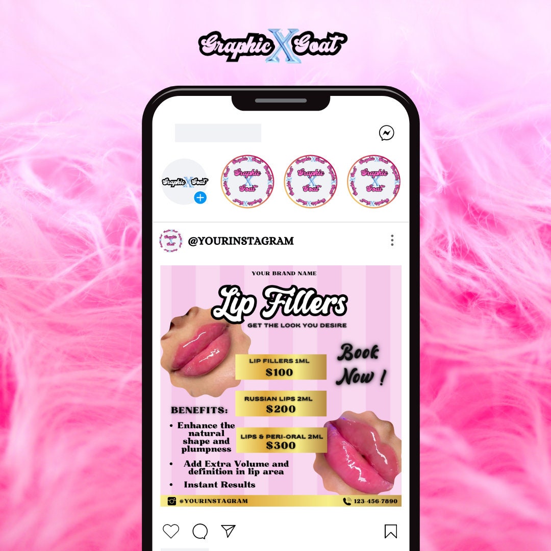 Lip Fillers Flyer Template, Botox Fillers Instagram Post, Templates Lip ...