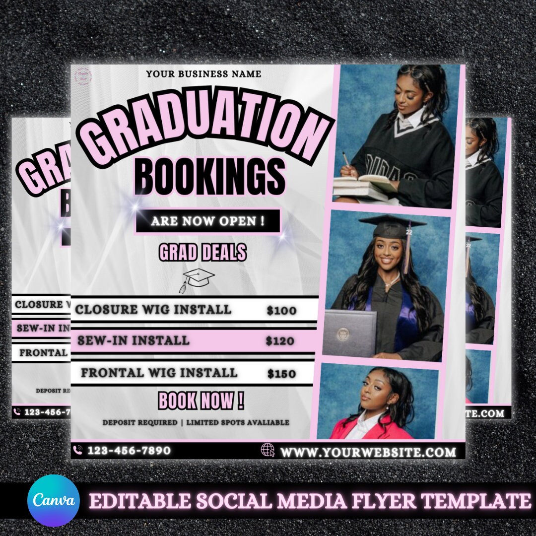 Graduation Flyer, Wig Install Flyer, Graduation Invitation, Class of ...