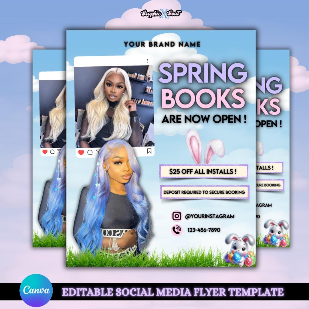 Spring Bookings Flyer, April Flyer Template, March Flyer, Book Now ...