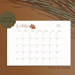 Printable 2025 Calendar, Digital Monthly Calendar Pdf, Simple Cute ...