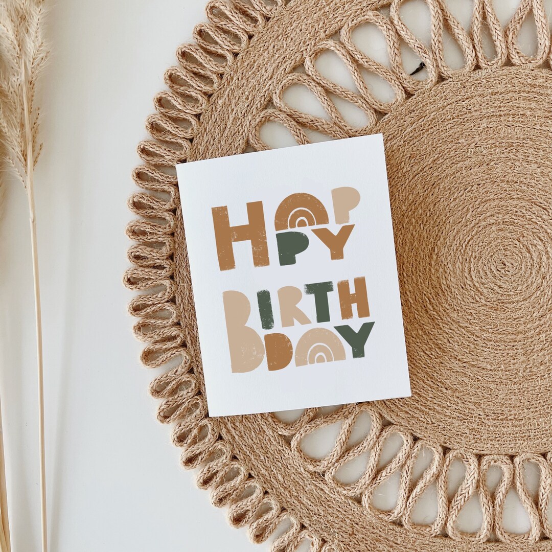 Printable Birthday Card, Boho Happy Birthday Card, Cute Birthday Cards ...
