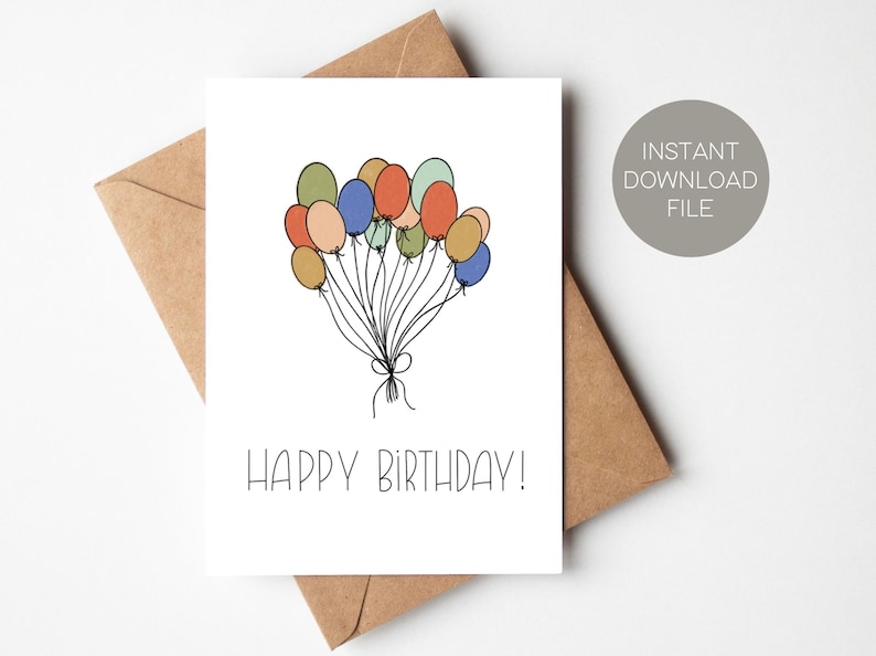 Printable Birthday Card, Instant Digital Download Pdf, Fun Birthday ...