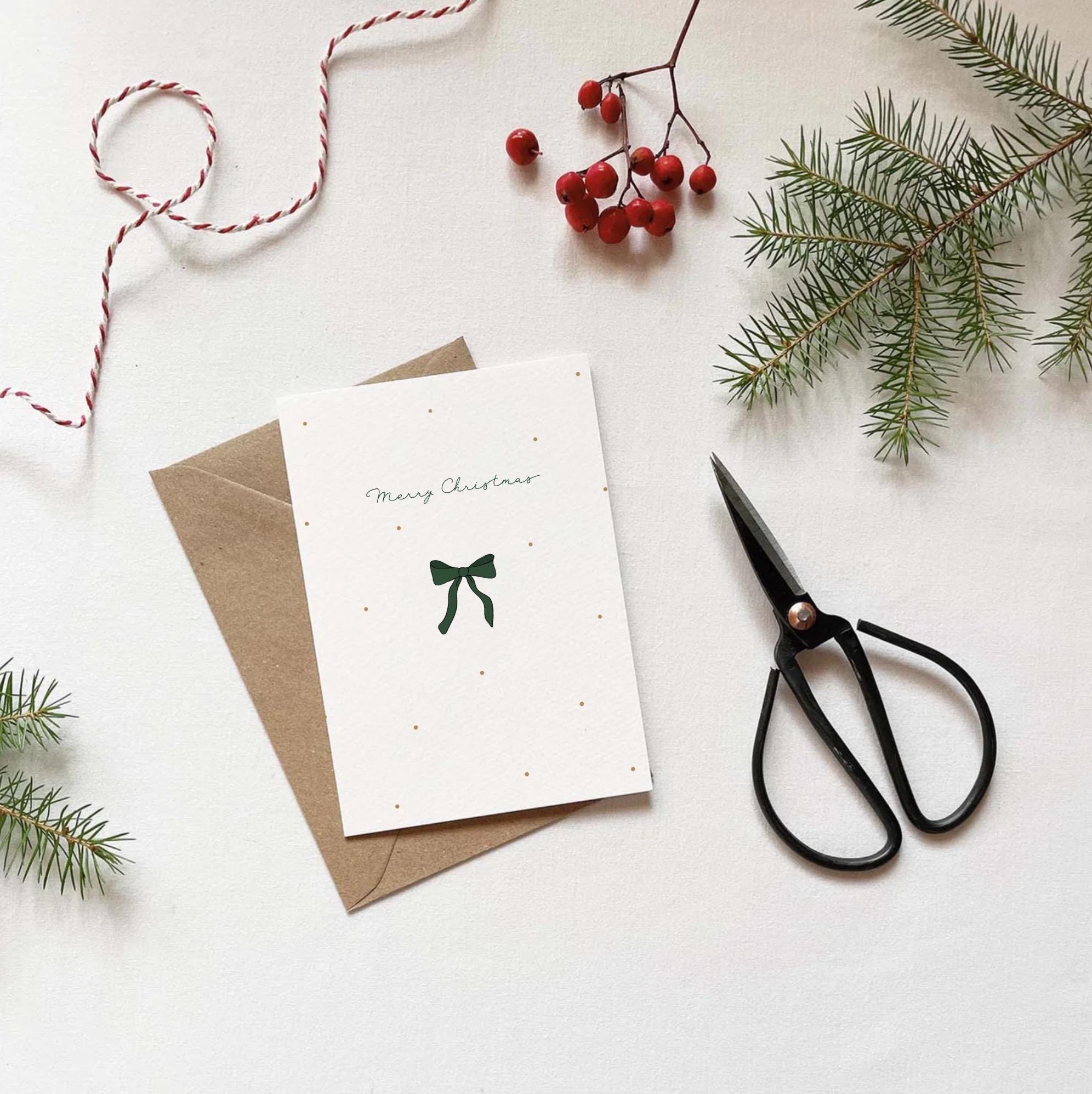 Minimalist Bow Christmas Printable Greeting Card, Merry Christmas Card ...