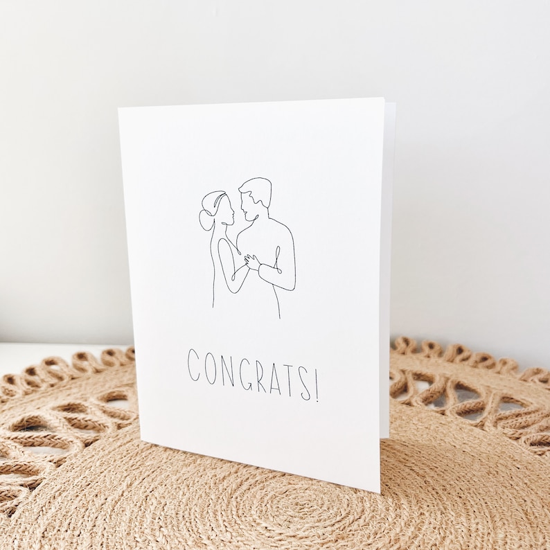 Printable Wedding Couple Greeting Cards | Simple Line Bridal Shower ...