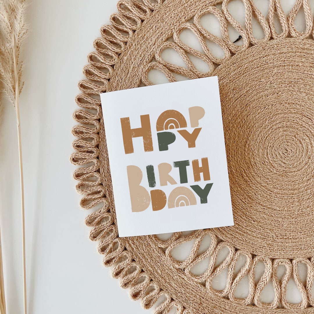 Printable Birthday Card Boho Happy Birthday Card Cute - Etsy