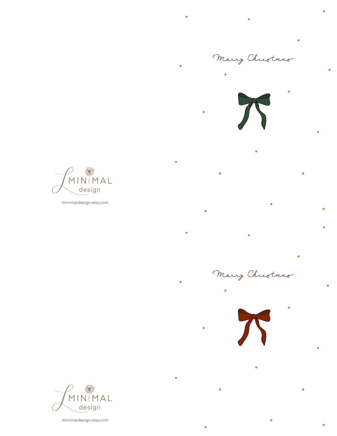 Minimalist Bow Christmas Printable Greeting Card, Merry Christmas Card ...