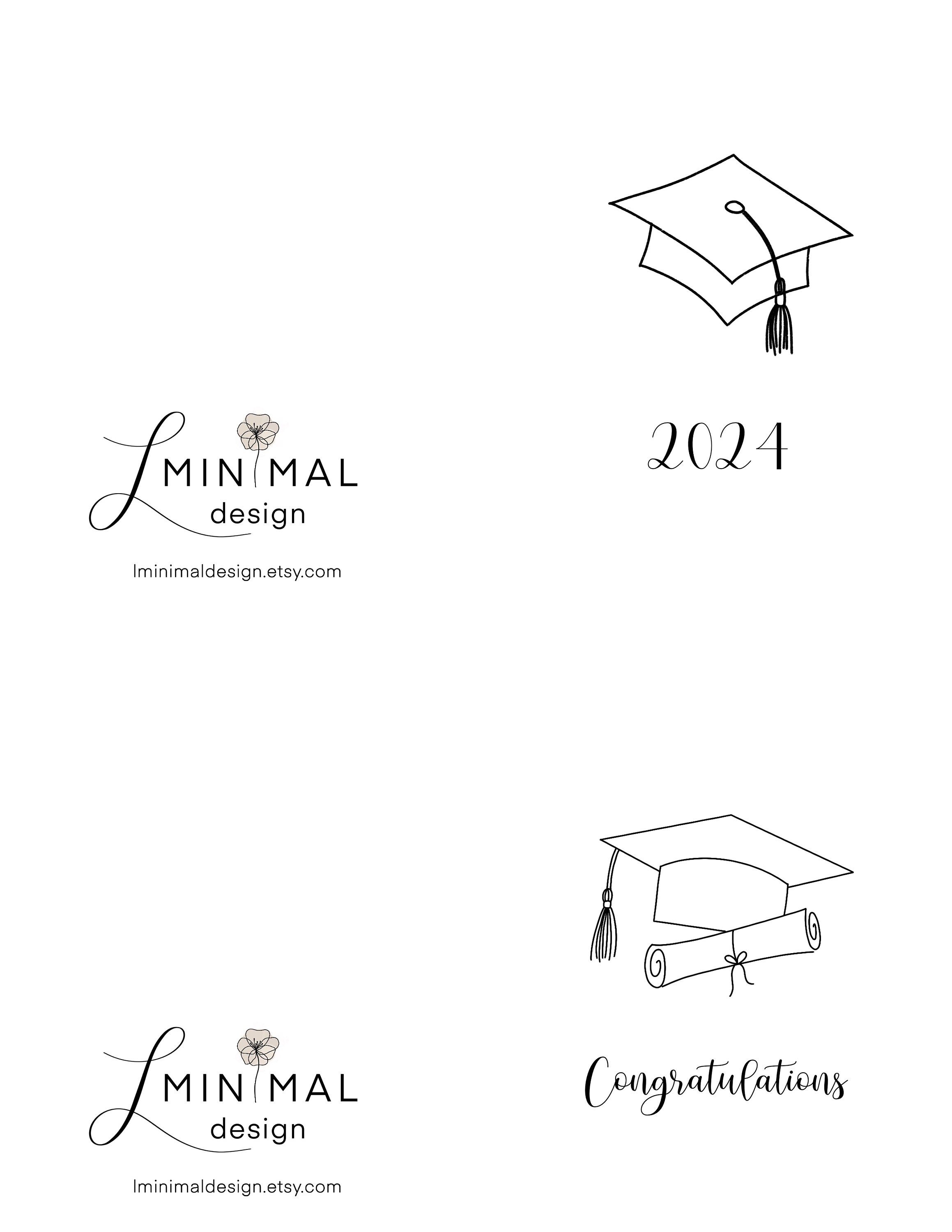 Printable Graduation Greeting Card, 2024 Card, Minimal Card for ...