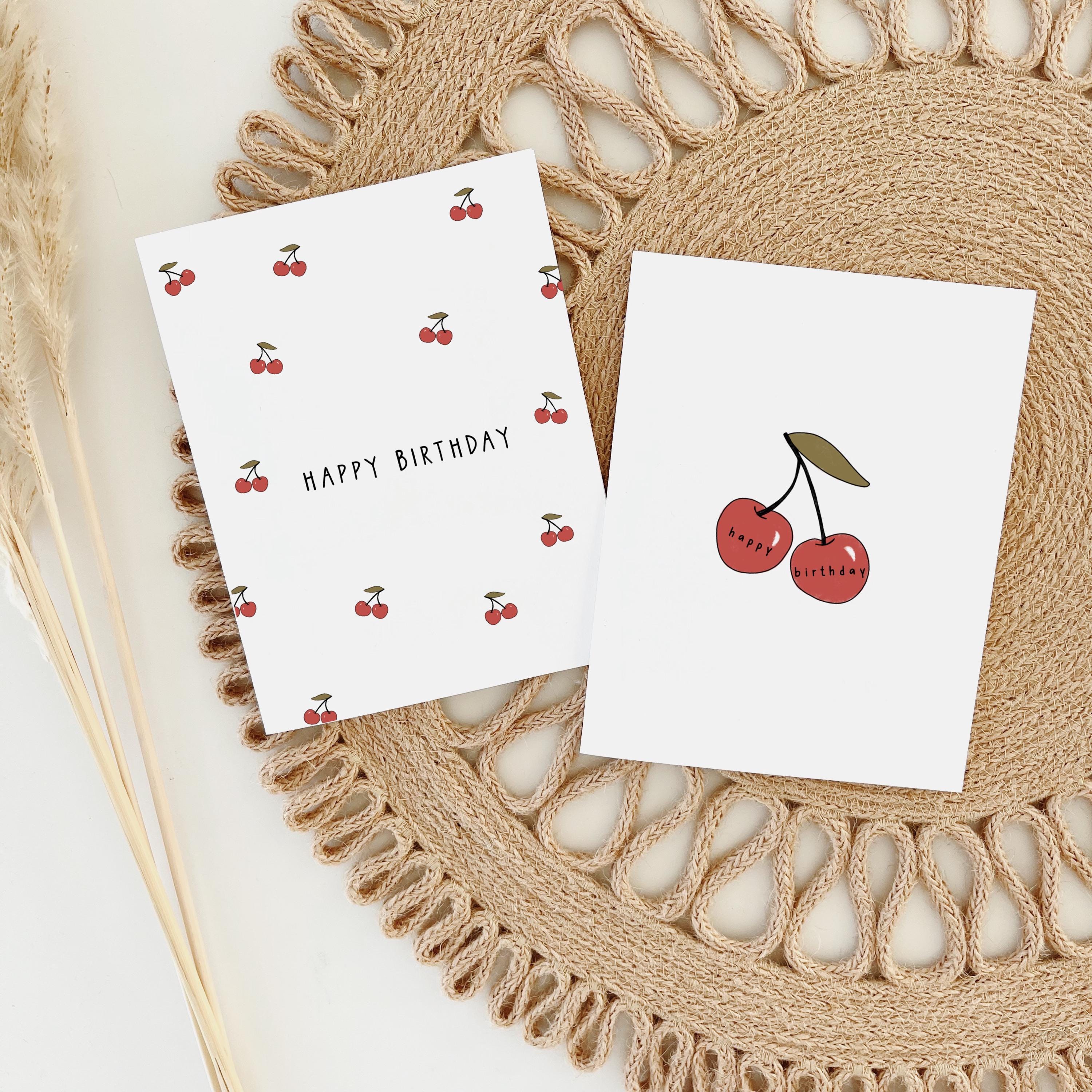 Cherry Birthday Card Digital Download – Cute Printable Birthday Card ...