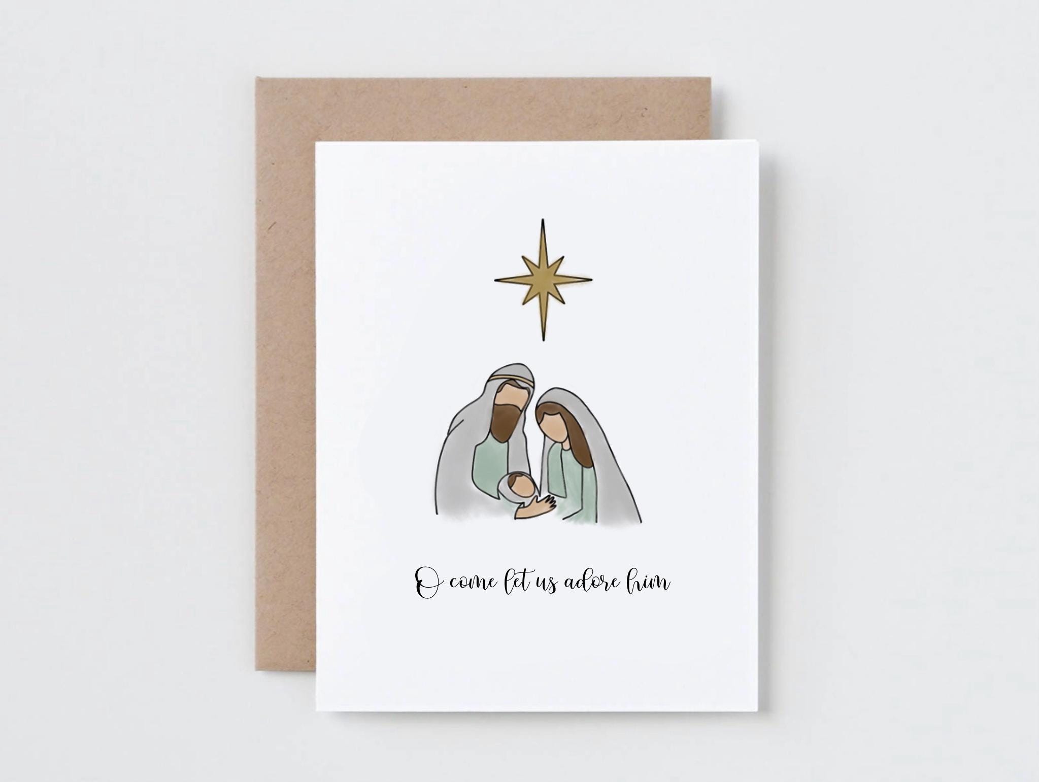 Religious Christmas Greeting Card, Printable Nativity Card, Christian ...