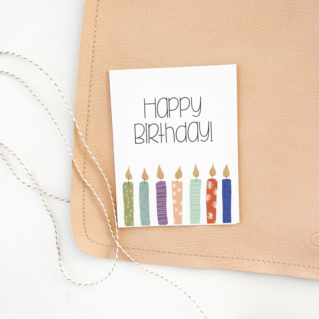Happy Birthday Printable Card, Digital Birthday Candles Card, Cute Kids ...