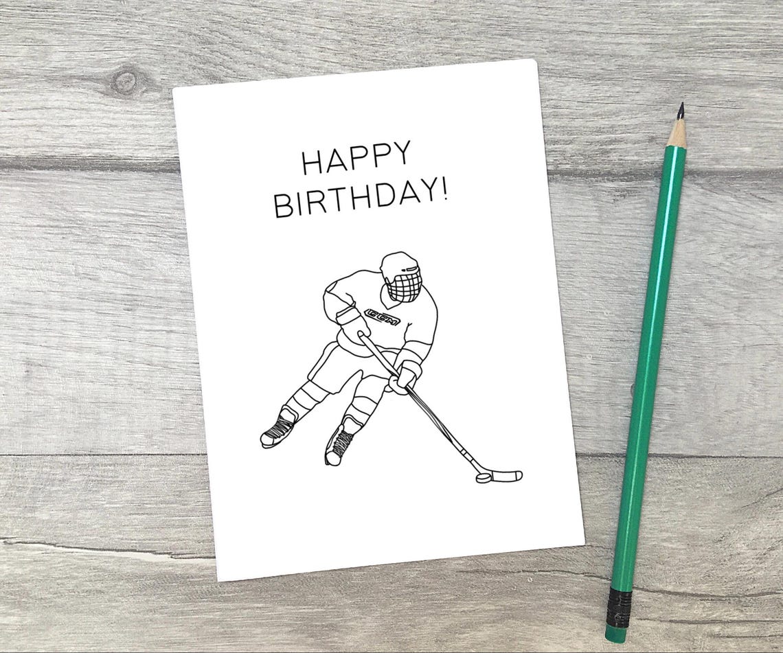 Hockey Birthday Card Printable | Digital Ice Hockey Player Bday Card ...