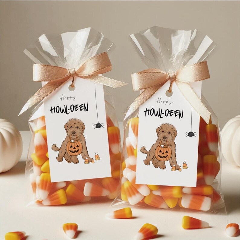 Printable Halloween Dog Gift Tags | Happy Howl-o-ween Treat Bag Tags ...