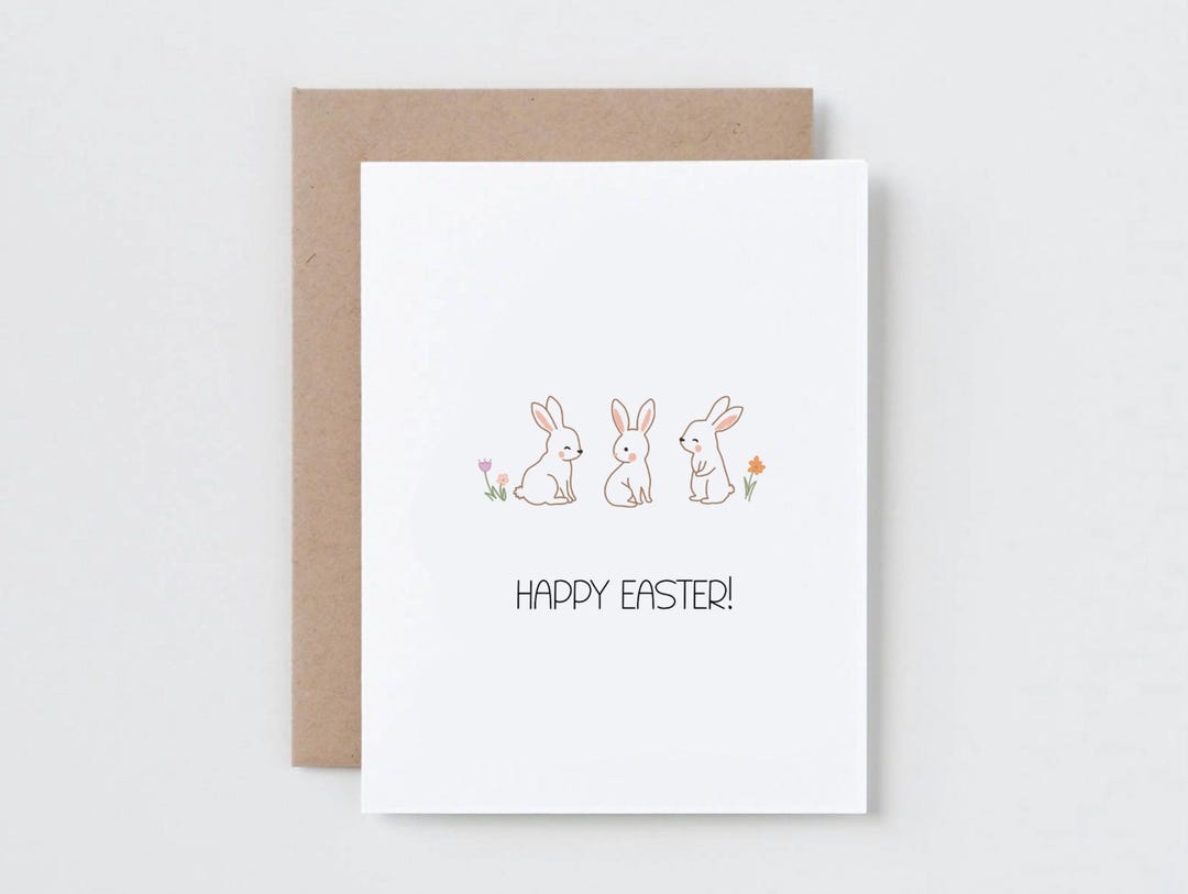 Printable Easter Bunny Greeting Card | Digital Happy Easter Card ...