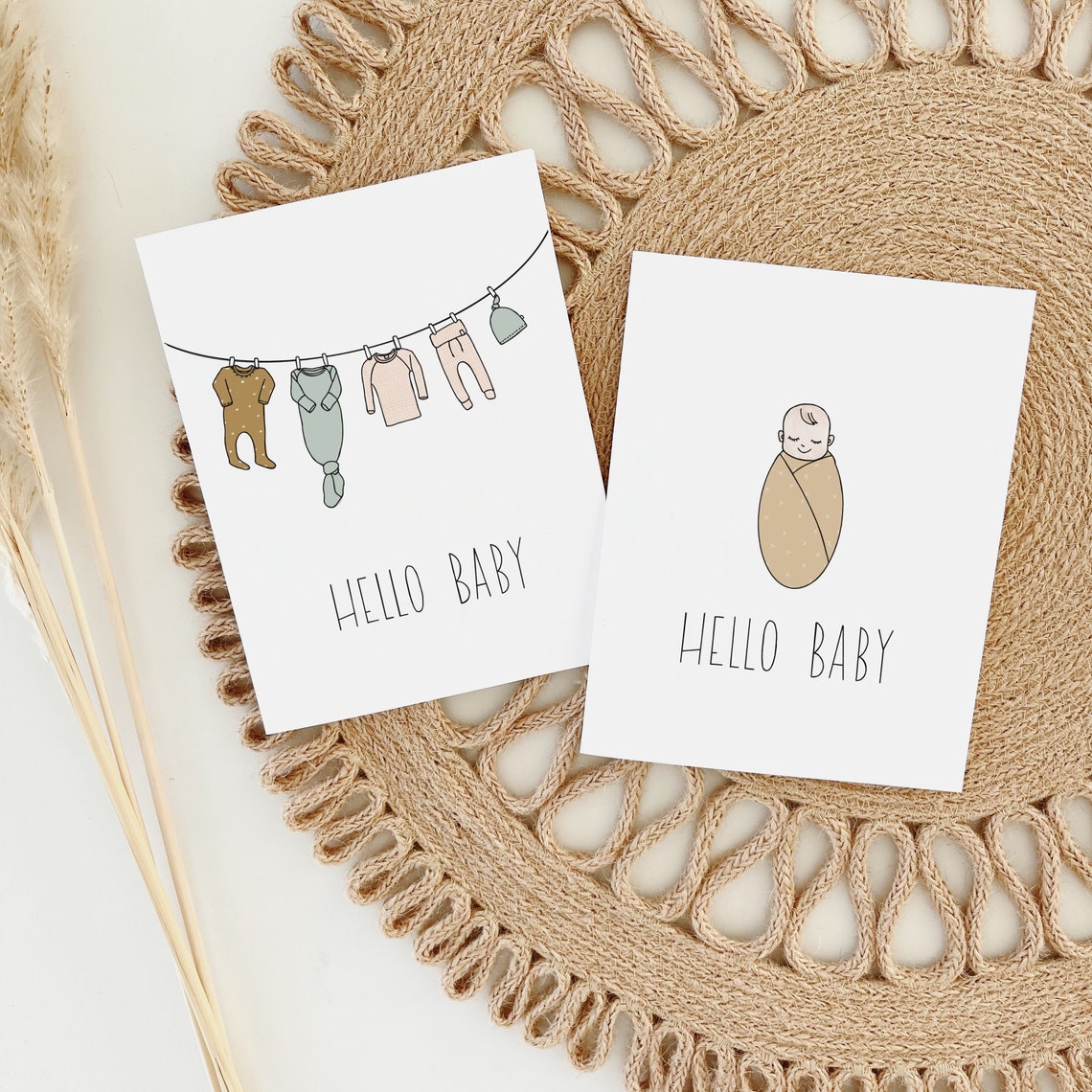 Printable Hello Baby Greeting Card, New Baby Card, Instant Download ...