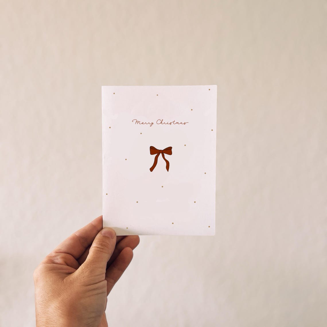 Minimalist Bow Christmas Printable Greeting Card, Merry Christmas Card ...