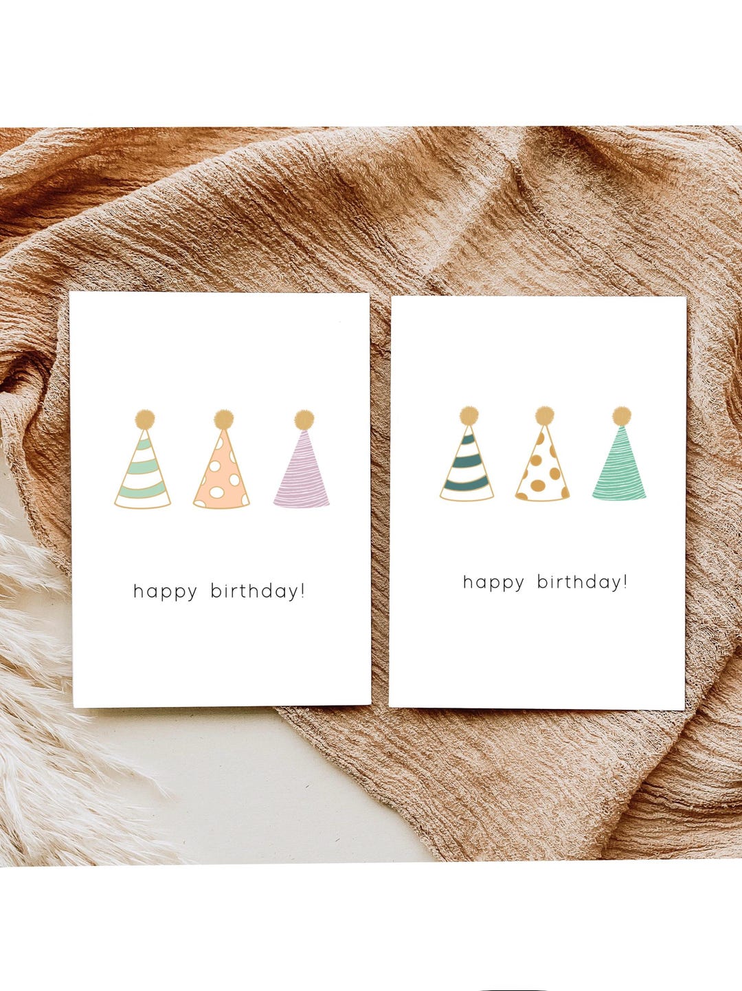 Birthday Printable Cards, Party Hat Card, Boho Happy Birthday Card ...