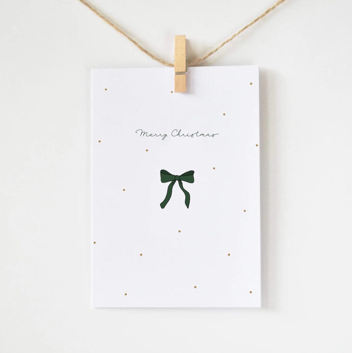 Minimalist Bow Christmas Printable Greeting Card, Merry Christmas Card ...