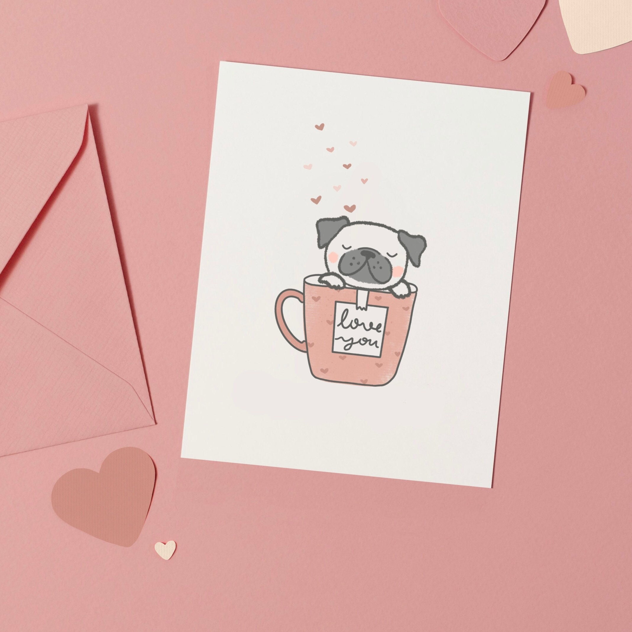 Printable Puppy Valentines Card, I Love You Vday Card, Cute Dog Card ...