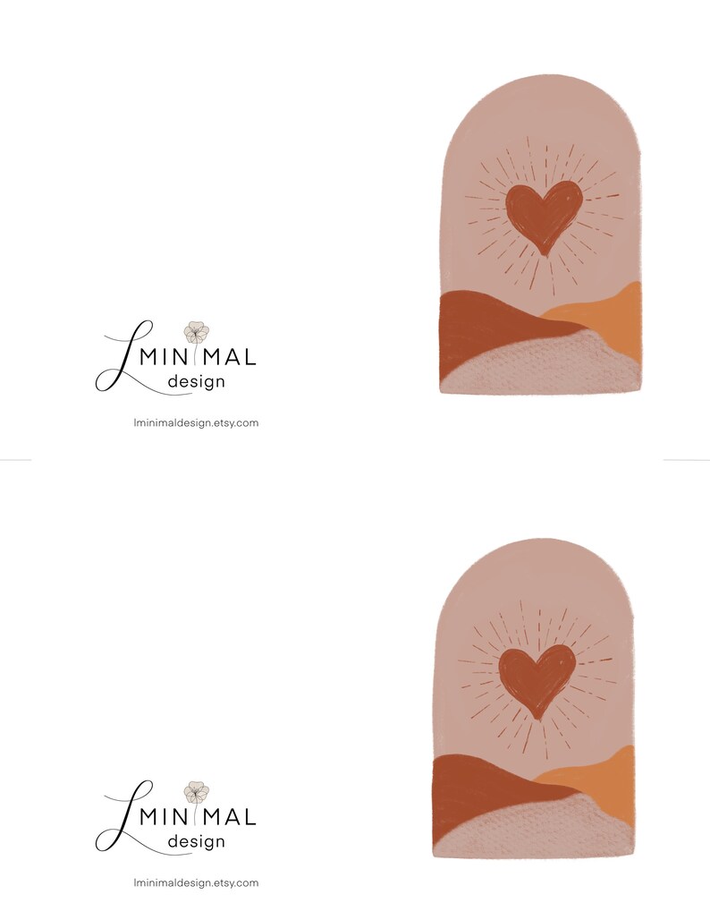 Printable Valentine Greeting Card, Vday Card, Boho Blank Card, Digital ...