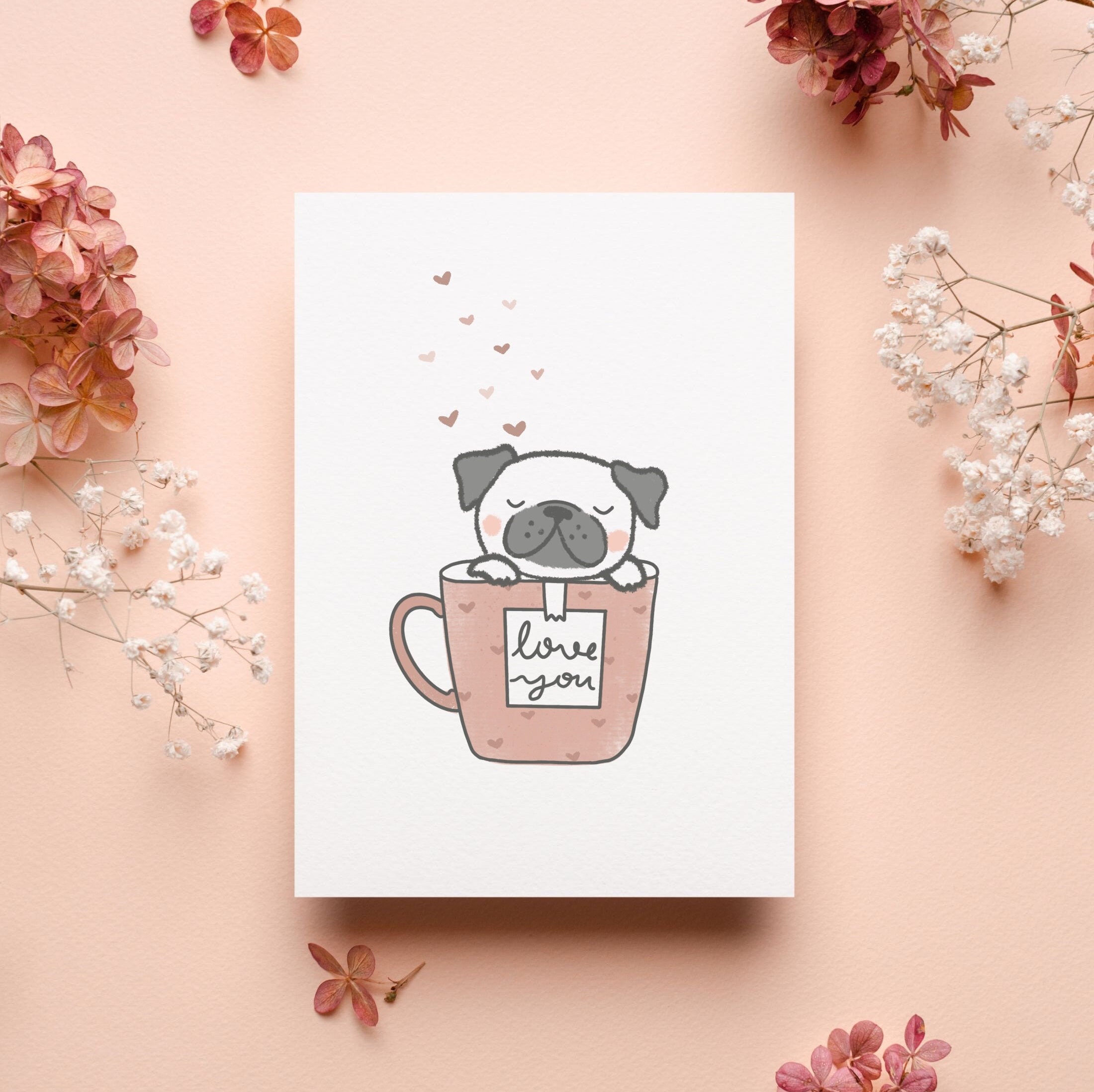 Printable Puppy Valentines Card, I Love You Vday Card, Cute Dog Card ...