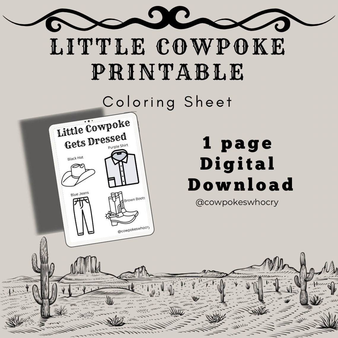 Little Cowpoke Coloring Sheet Prek Kindergarten Home School Download - Etsy